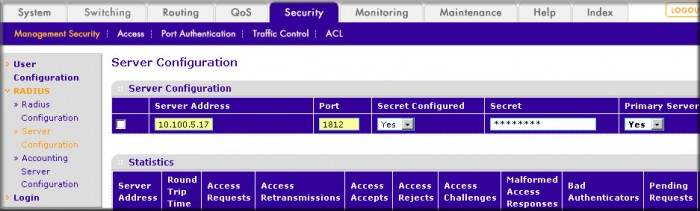 How do I authentic dot1x users by a radius server using the web interface on my managed switch ...